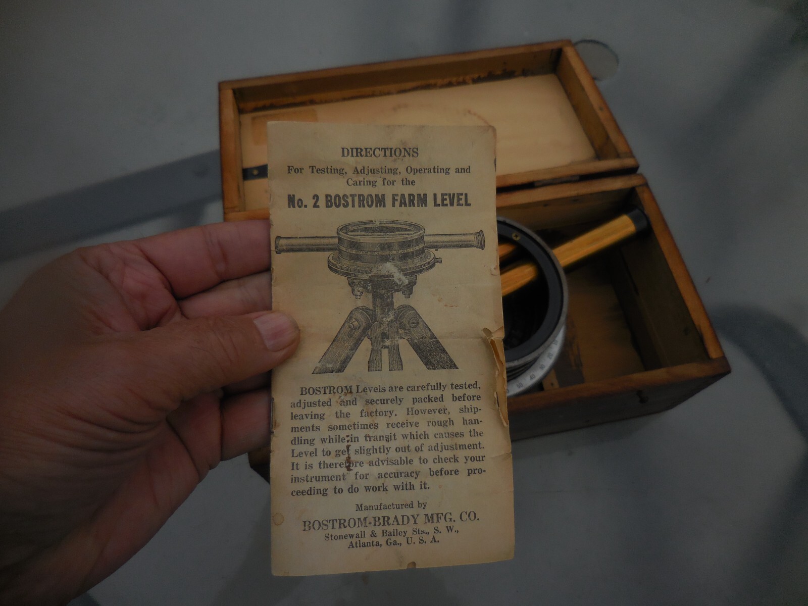 Bostrom Brady No2 S58 Farm Surveying Level Scope Wood Box Construction ...