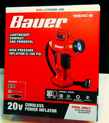 NEW BAUER 20V Cordless Inflator 0-160 PSI High Pressure Portable - Tool ...