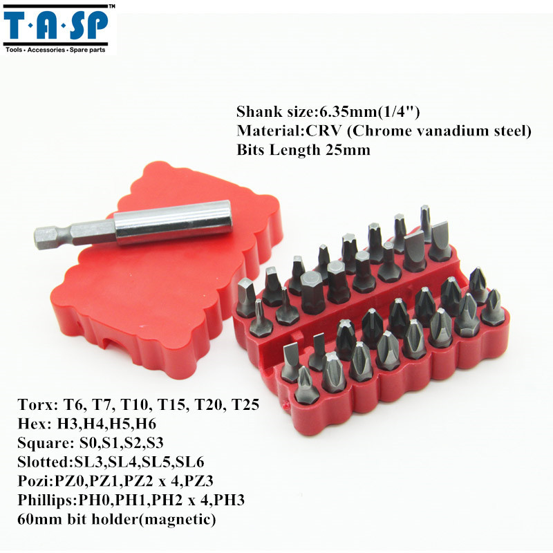 32PC CRV Mini Screwdriver Bits Set with Torx Pozi Phillips Slotted ...