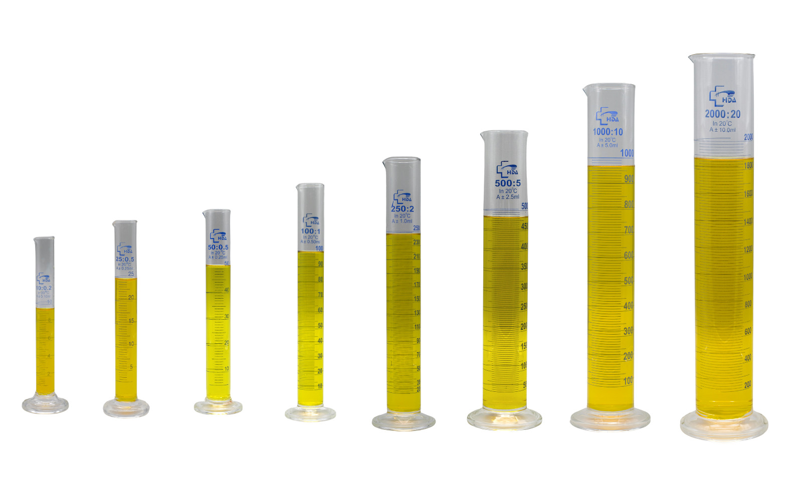 Graduated Cylinder Measuring 10 ml - 2000 ml Borosilicate Glass 3.3 HDA ...