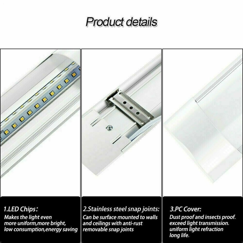 2ft/3ft/4ft/5ft LED Strip Lights Batten Tube Light Garage Workshop ...