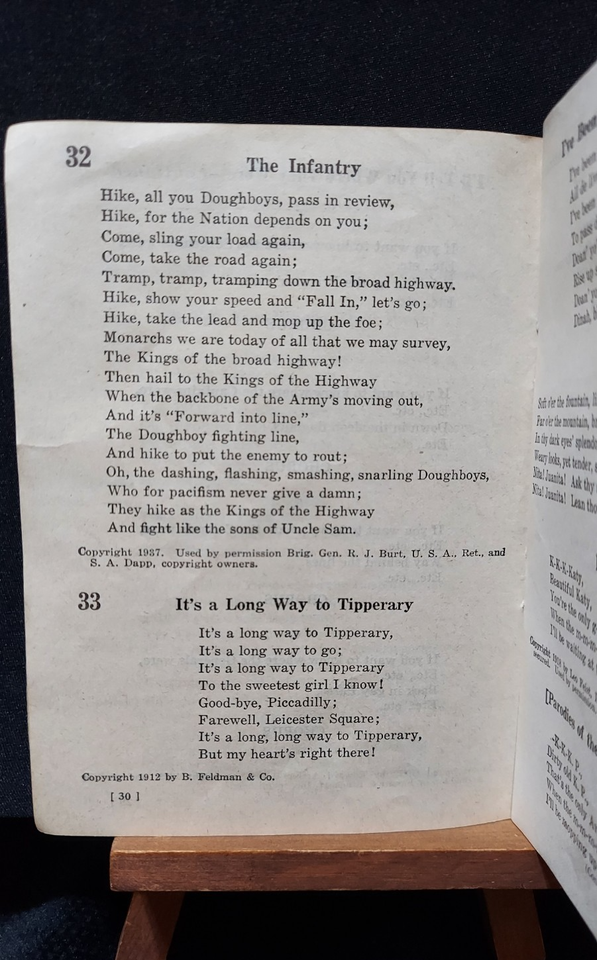WWII Secretary of War 1941 "Army Song Book" Marine Hymn Anchors Away ...
