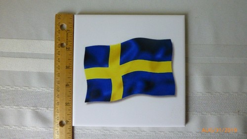 Swedish Trivet Tile Sweden Flag Blue Yellow Collectible Decoration ...