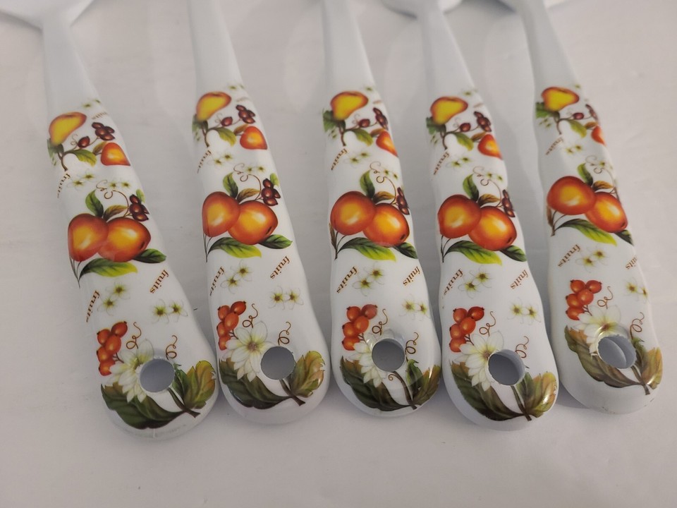 5 Pc Melamine Ware Kitchen Utensils Set, White - FRUIT COLLECTION | eBay