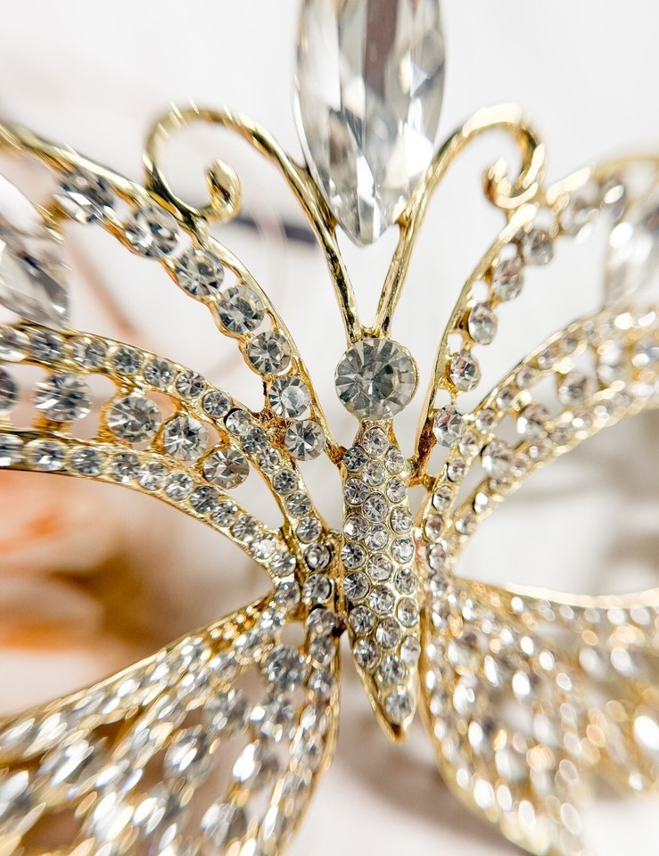 Crystal Mask with Stick, Prom Mask, Masquerade Ball Mask, Met Gala Gold ...