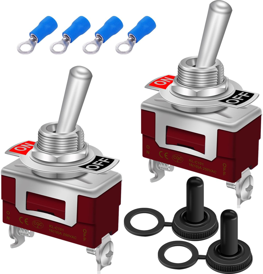 2Pcs Toggle Switch 12V 30A ON/Off 2 pin 2 Position SPST Waterproof ...