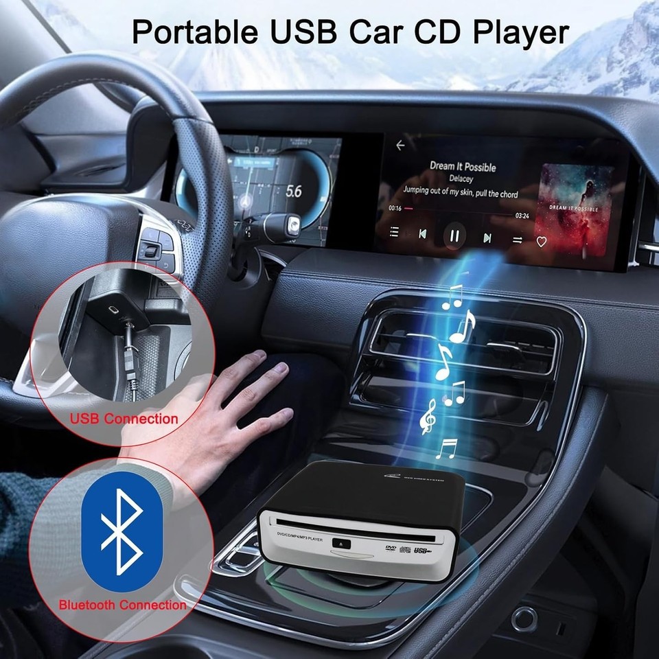 Portable Bluetooth Car CD Player with USB Connection | eBay