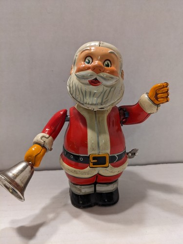 1950 Vintage Santa Claus Tin Wind-Up Toy Bell Ringer made in Japan | eBay
