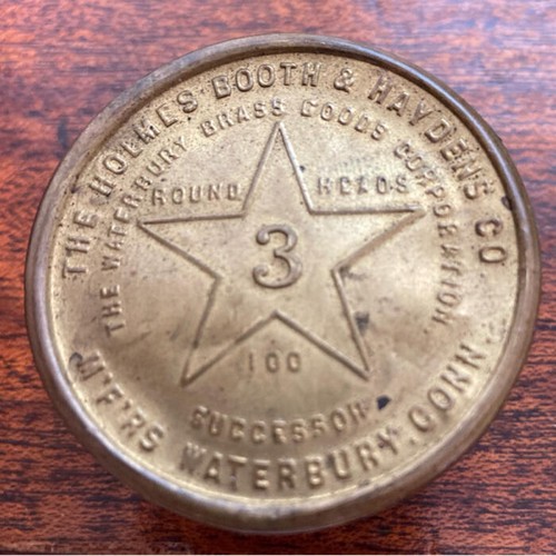 antique HOLMES BOOTH AND HAYDENS CO. #3 BRASS TACK BOX W/TACKS | eBay