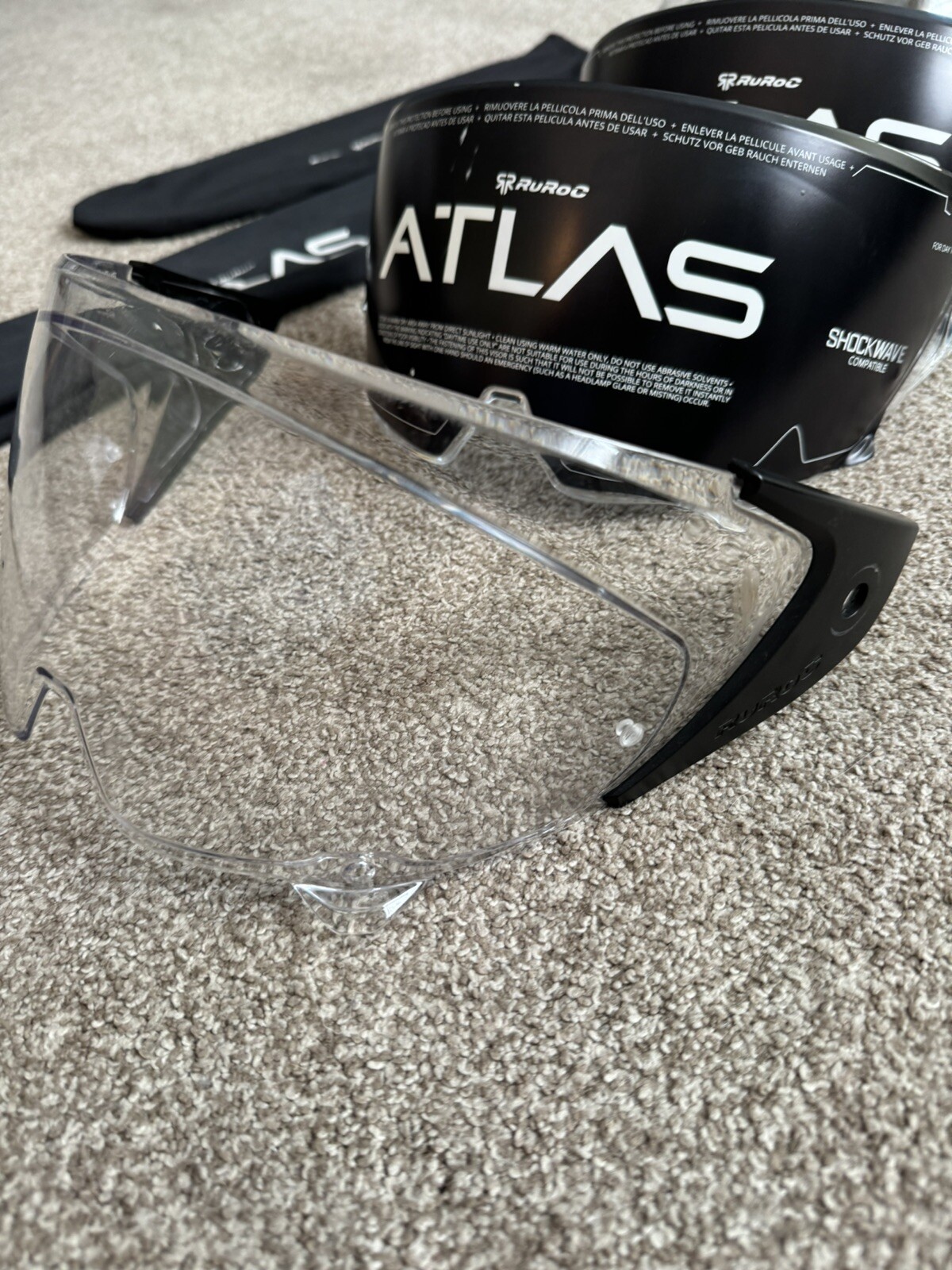 NEW RUROC ** LOT 5** ATLAS VISOR FACE SHIELDS ~ 5 Shields, 2 Sleeves | eBay