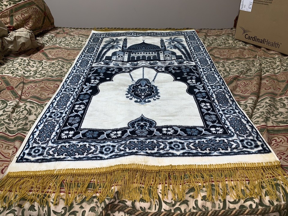 Turkish Prayer Rug Castle Blue & Cream Felt Vintage 42.5”x25.5” | eBay