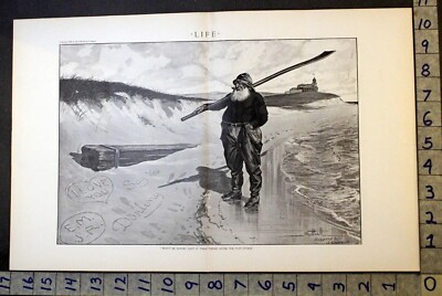1909 LIFE-SAVING SERVICE SHIP CAPTAIN SALT CHARLES NUTTALL ARTIST PRINT ...
