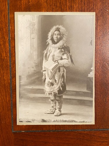 Photo cabinet card Alaska Inuit man Furs | eBay