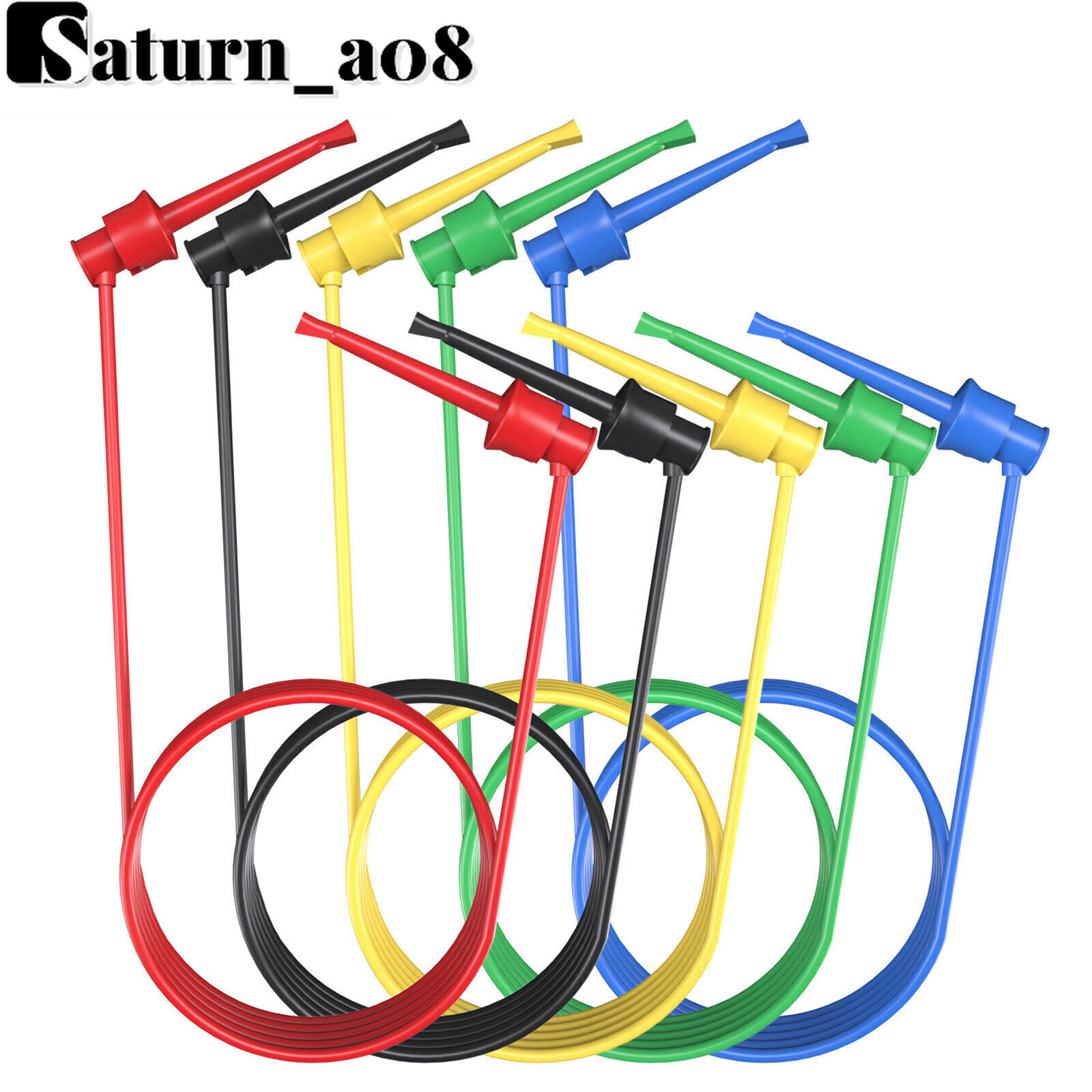 5PCS Test Hook Clip to Mini Grabber Silicone Test Leads 26AWG Cable ...