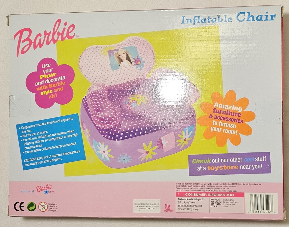 Vintage 2002 RARE Ages 3 & OVer Barbie Inflatable Chair Mattel, Inc ...