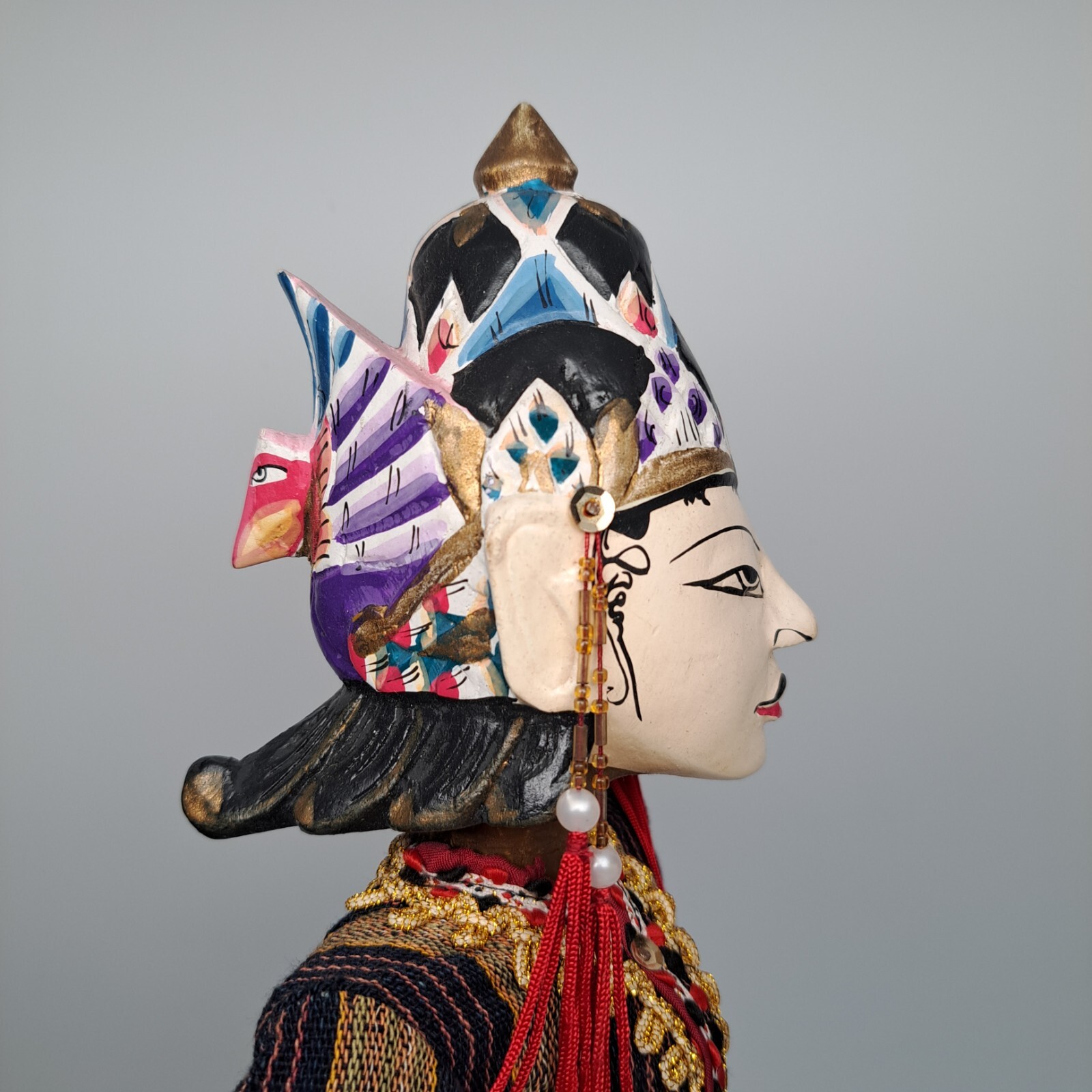 2 Indonesian Wayang Golek Rod Puppets Java Carved Wooden Dolls Couple ...