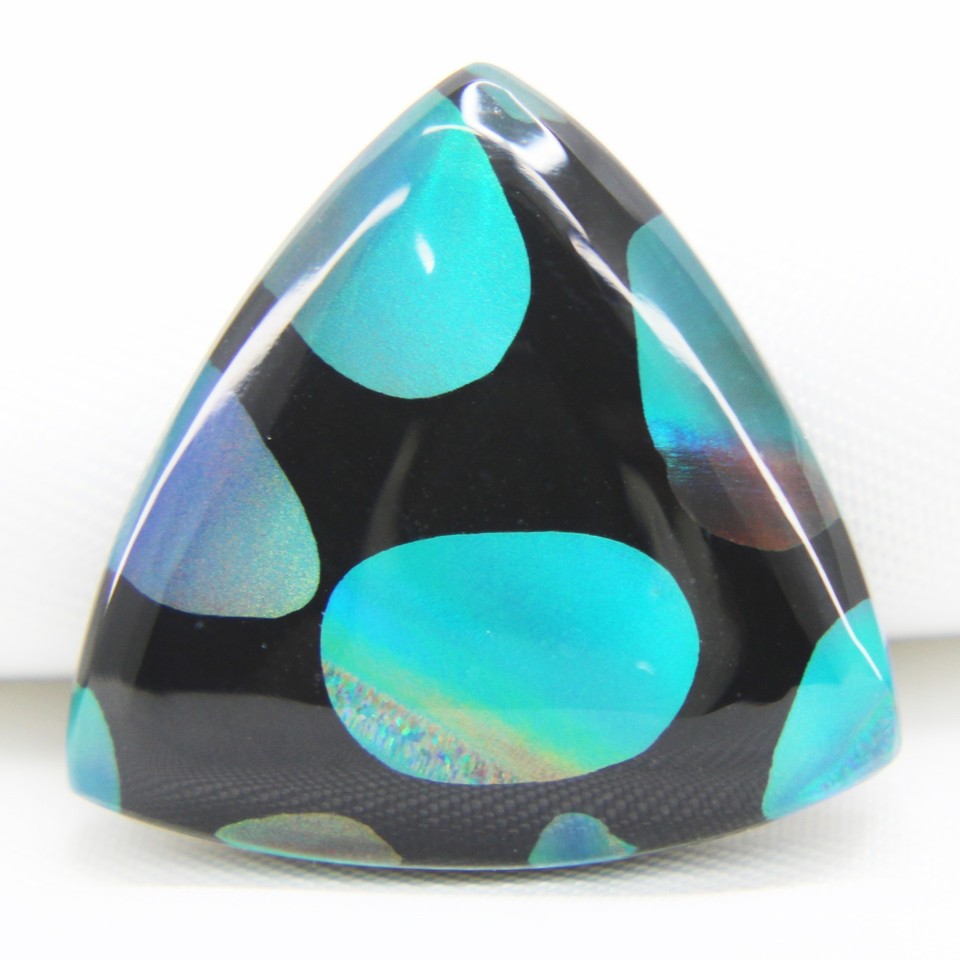 15 Ct Trillion Cut Fire Opal Triplet Black Color Certified Loose ...