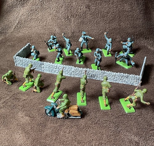 Lot of Britains Deetail WWII Germans, G.I.s and Stone Fencing | eBay