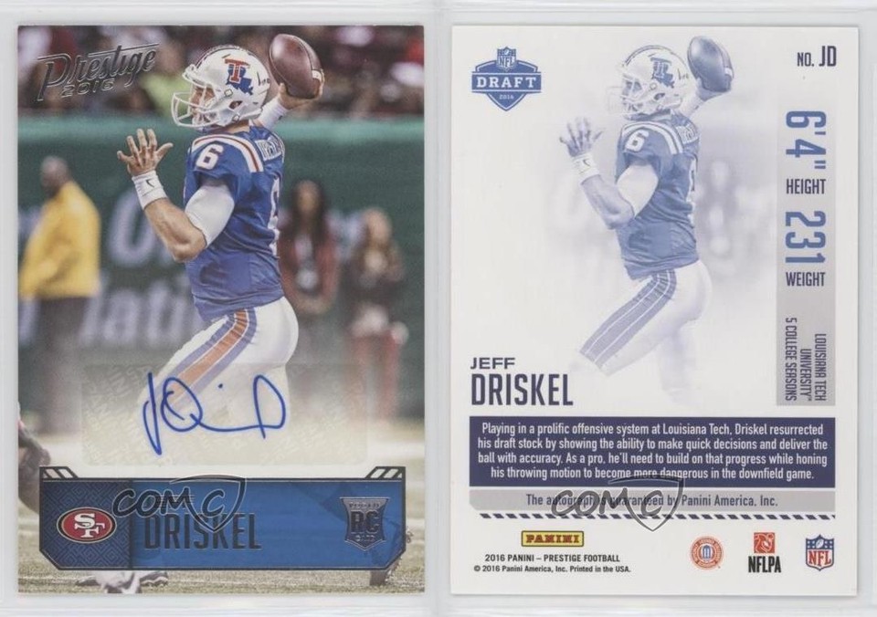 2016 Panini Prestige Rookie Signatures Jeff Driskel #JD Auto RC 10k8 | eBay