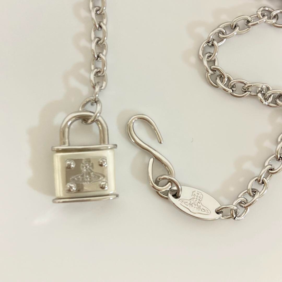 Vivienne westwood Orb Padlock Chain Silver Necklace choker Lock Outlet ...
