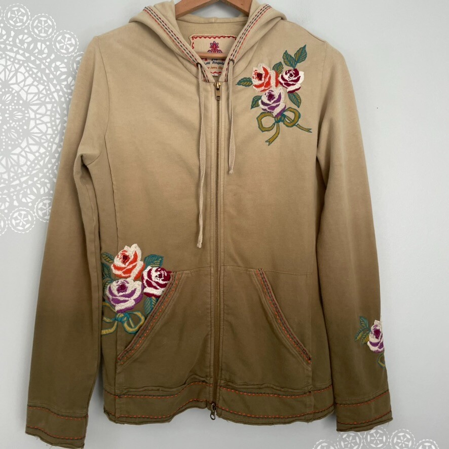 Johnny Was Floral Embroidered Ombre Full Zip Hoodie W… - Gem