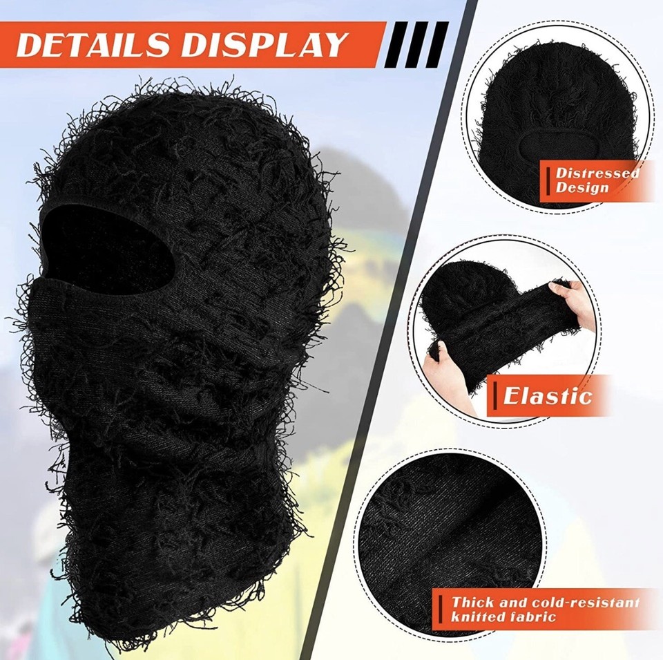 Distressed Balaclava Hip Hop Ski Mask Shiesty Yeat Mask Y2K For Style ...