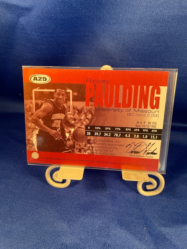 2004-05 Sage Basketball Authentic /750 Rickey Paulding #A25 Rookie Auto RC | eBay