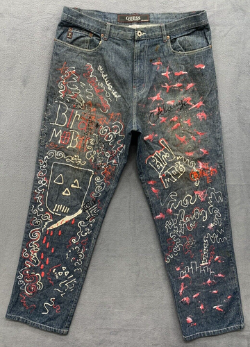 Guess USA Denim Jeans Men's Size 36 X 30 Blue Calouge Chicago Artist ...