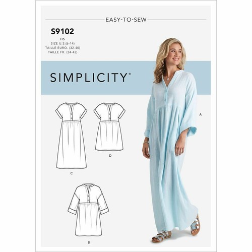 Simplicity Sewing Pattern 9102 Misses 6-14 Loose Caftan Dress Tunic ...