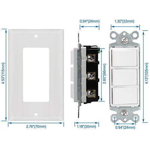 2pcs Triple Rocker Combination Switch 15 Amp 120 Volt 3 Individual ...