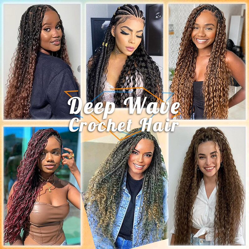 Deep Wave Braids Hair Afro Ocean Curls Boho Crochet Braiding Hair ...