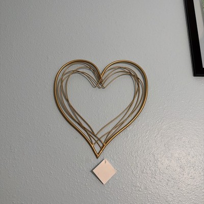 Gold Wire Hanging Heart Wall Decor 13 X 12 Inches | eBay