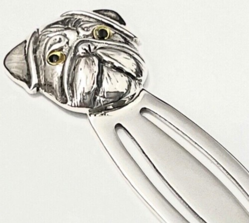 Sterling Silver British Bulldog Pug Pet Bull Dog animal Bookmark Letter ...