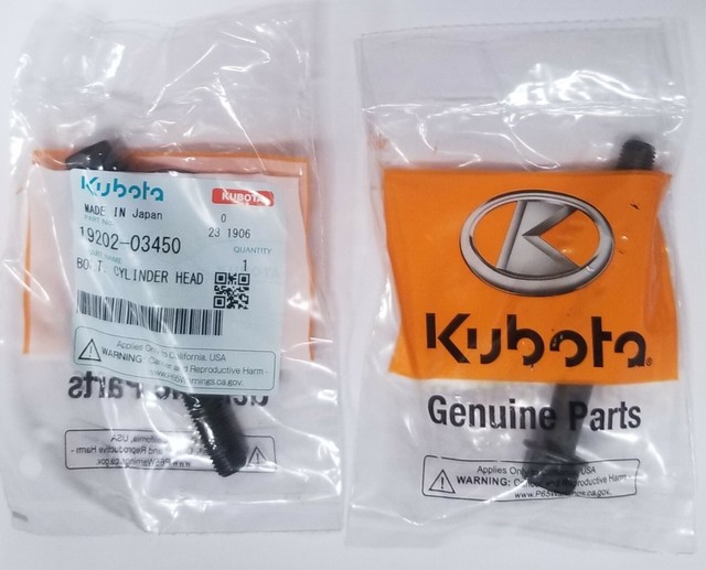 2 Pack - Genuine Kubota Engine Head Bolt Part # 19202-03450 for sale ...