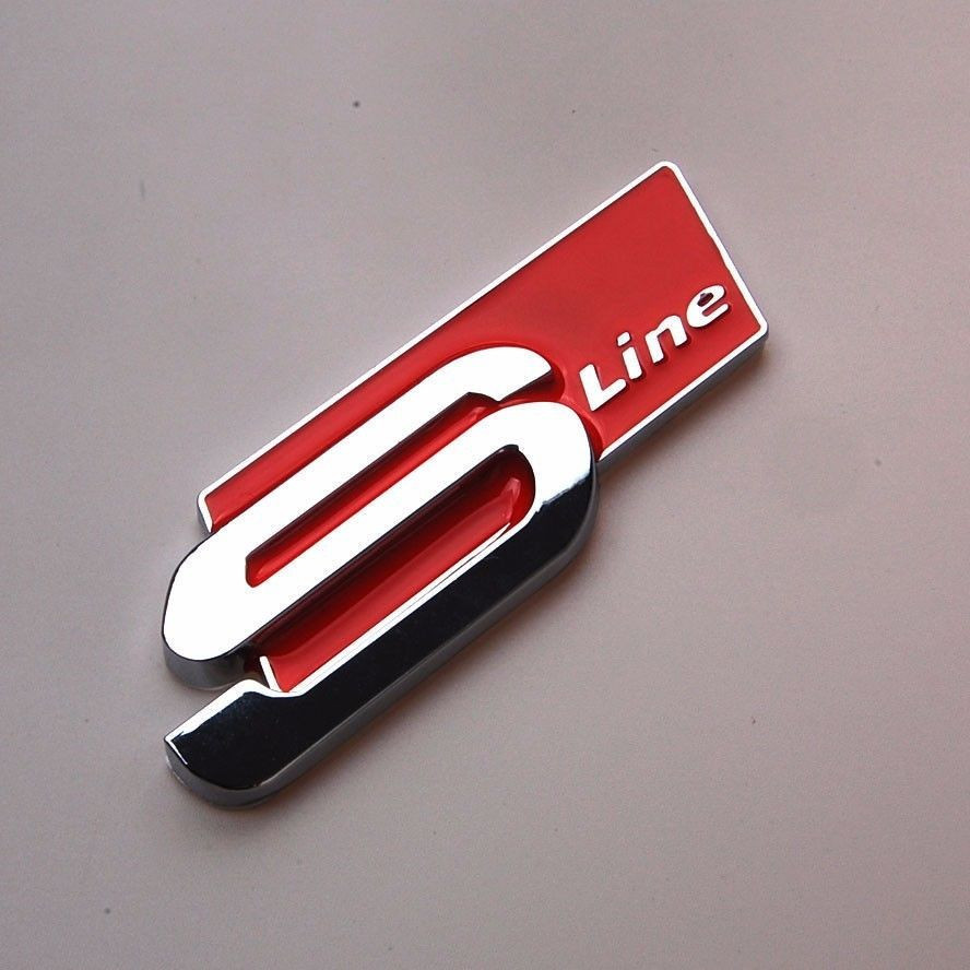 NEW 2 PCS Chrome RED SLINE S Line TRUNK Badge FENDER Emblem TT RS S3 S4 ...
