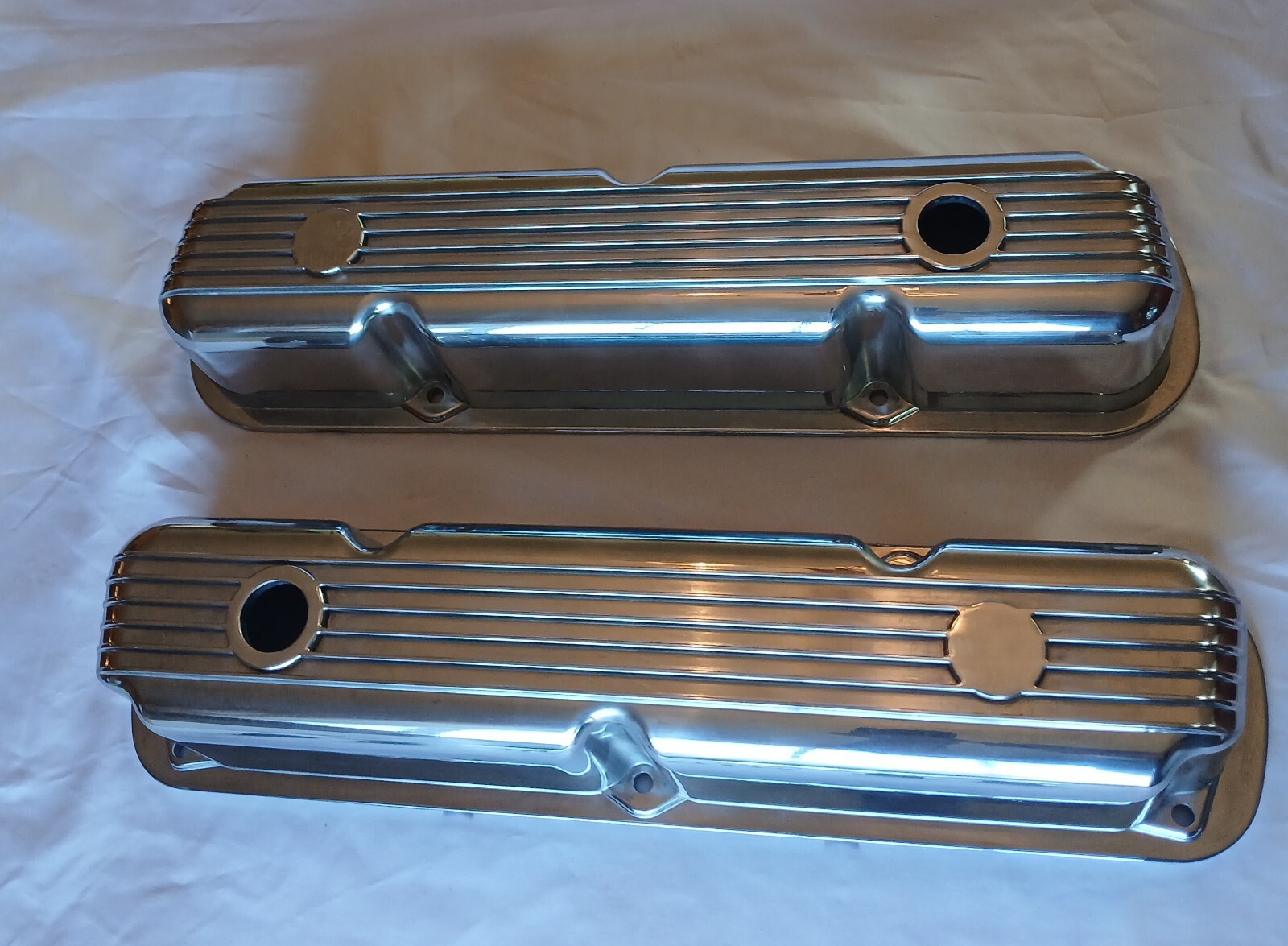 Mopar Chrysler Valve Covers Tall Cast Aluminum Finned Polish Small ...