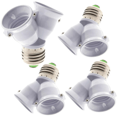 4PC E27 1 to 2 LED Light Lamp Bulb Adapter Convert Split Splitter Base ...