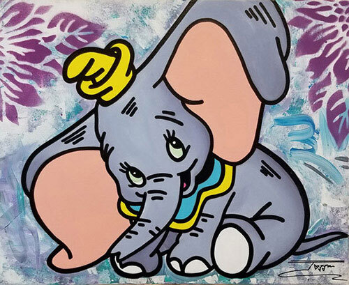 Dumbo, Original Mixed Media on canvas, hand signed by artist ,Jozza ...