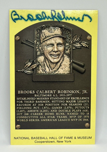Brooks Robinson, 1964-Date HoF Yellow Plaque Postcard - Autographed ...