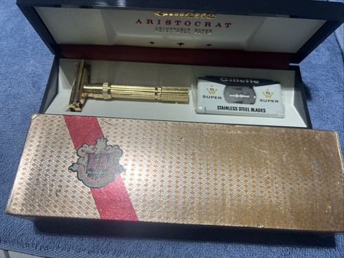 Vintage Gillette Aristocrat Adjustable RazorGold Plated in original box ...