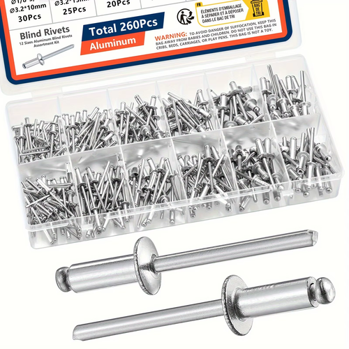 Pop Rivets Assortment Kit 12 or 5 Sizes Aluminum Blind Rivets Assorted ...