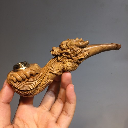 Creative Handmade Solid Wood Carving Dragon Pipe Tobacco Cigarettes ...
