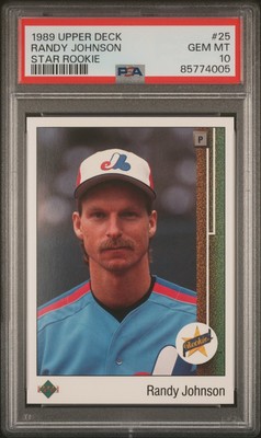 Graded 1989 Upper Deck Randy Johnson #25 Star Rookie Rookie Baseball ...