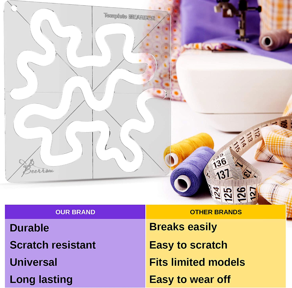 Meander Quilting Template – Free-Motion Quilt Design – Acrylic Quilting ...