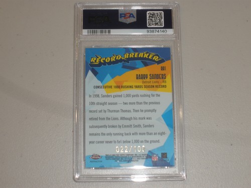 2003 Topps Chrome Record Breaker Refractor #RB1 Barry Sanders 022/100 PSA 9 MINT | eBay