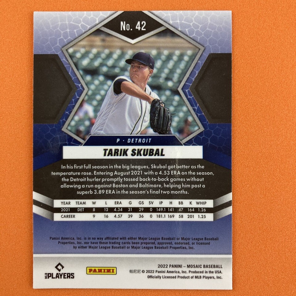 Tarik Skubal 2022 Panini Mosaic Card #42 MLB Detroit Tigers | eBay