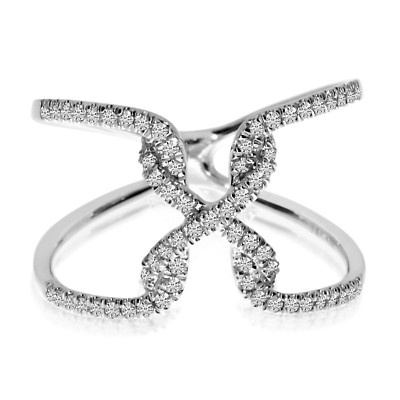 14K White Gold "X" Free Flow Diamond Ring | eBay