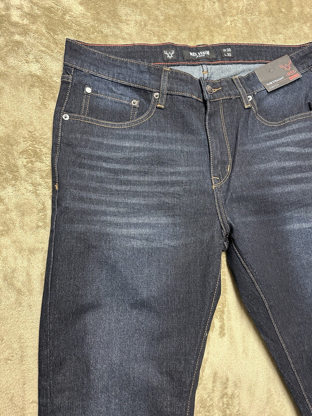 MBX Slim Stretch Jeans Mens Size 36x30 Hermosa Blue Denim Wear New Tags ...