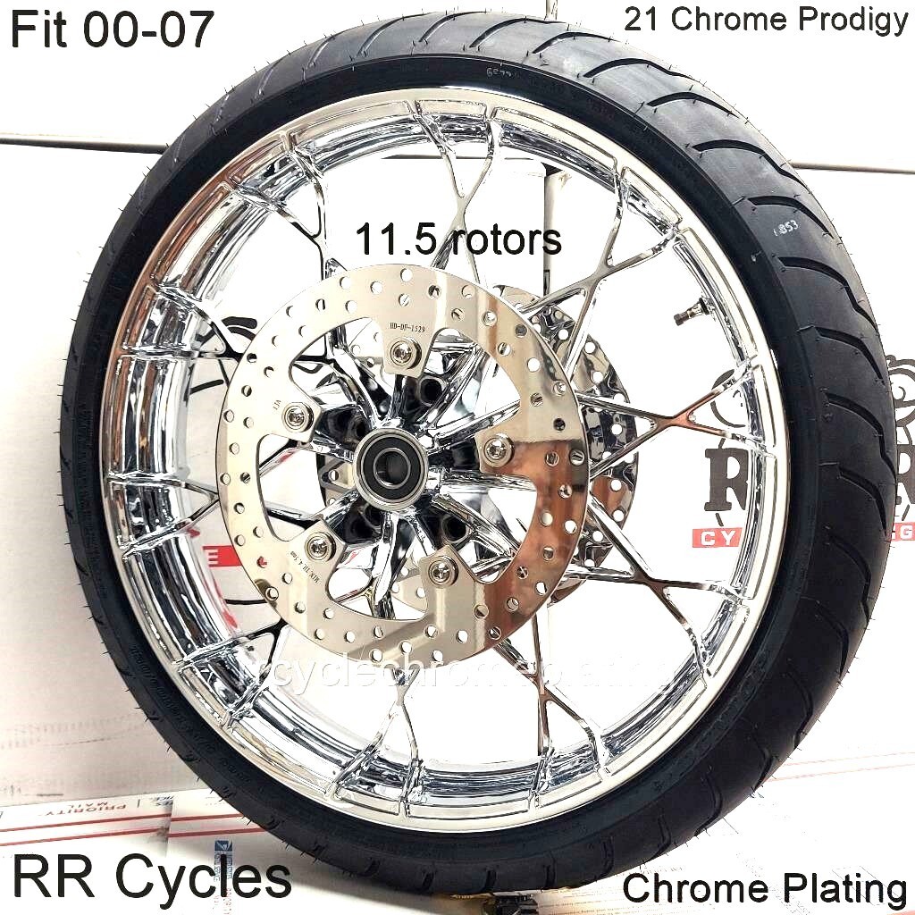 Harley 21" Chrome Prodigy Front Wheel Dunlop Tire Rotor 00-07 Street ...