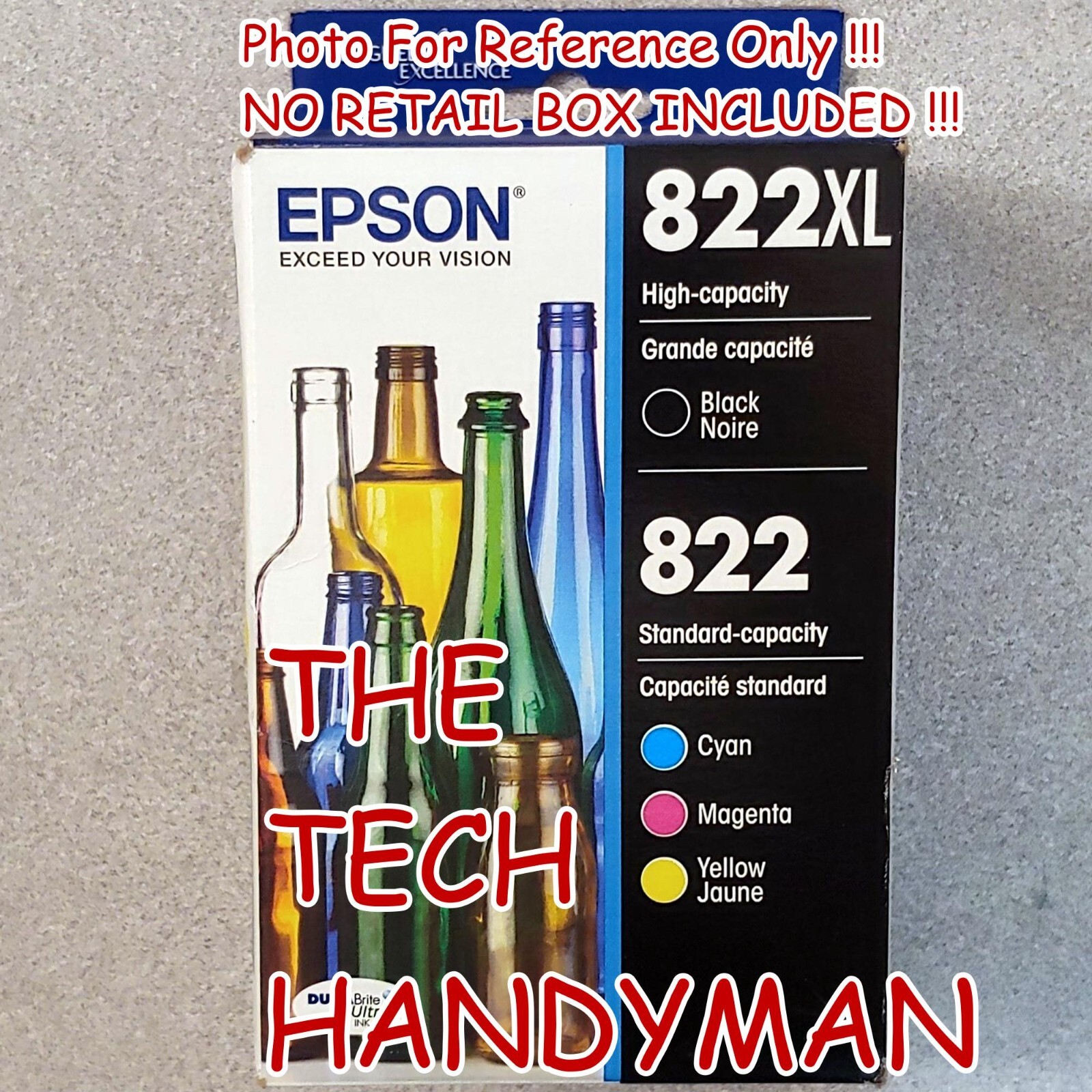 4-PACK EPSON GENUINE 822XL BLACK & 822 COLOR INK (NO RETAIL BOX) WF ...